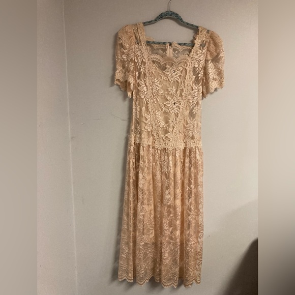 Dresses | Vintage 2s Style Dropwaist Lace Dress Pearl And Rhinestone ...